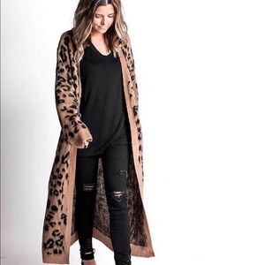 Mustard Seed | Sweaters | Long Leopard Animal Print Cardigan Duster ...